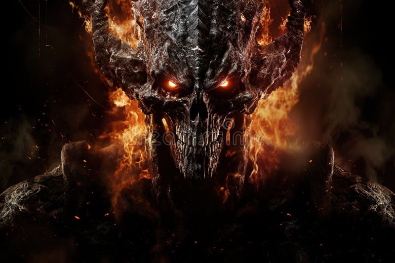 Devil in Flames. Demon in the Fire Stock Illustration - Illustration of ...