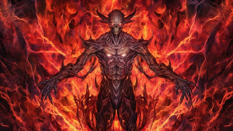 Devil in Flames. Demon in the Fire Stock Illustration - Illustration of ...