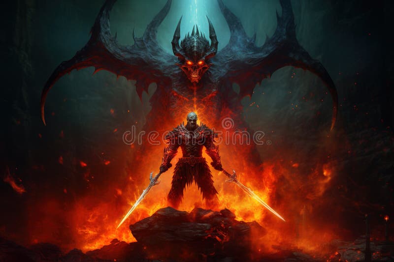 Devil in Flames. Demon in the Fire Stock Illustration - Illustration of ...