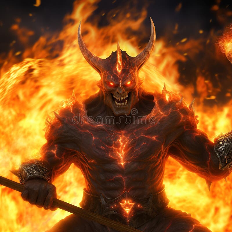 Devil in Flames. Demon in the Fire Stock Illustration - Illustration of ...