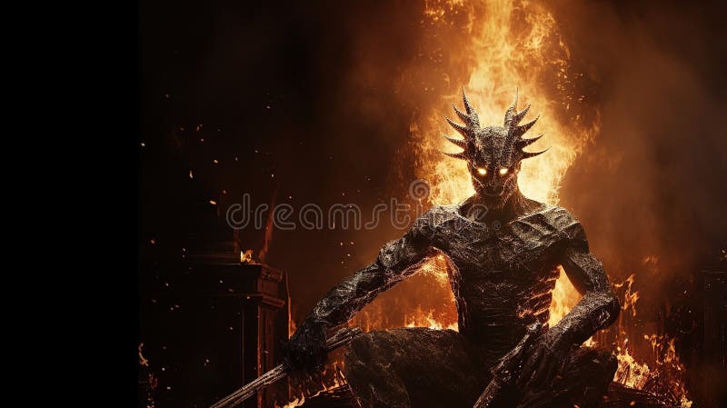 Devil in Flames. Demon in the Fire Stock Illustration - Illustration of ...