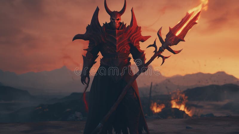 Devil in Flames. Demon in the Fire Stock Illustration - Illustration of ...
