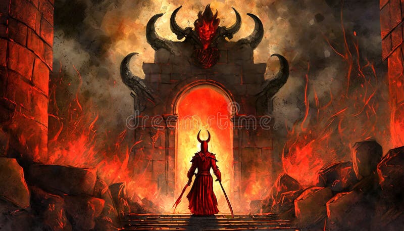 Devil in flames of hell stock illustration. Illustration of painting ...