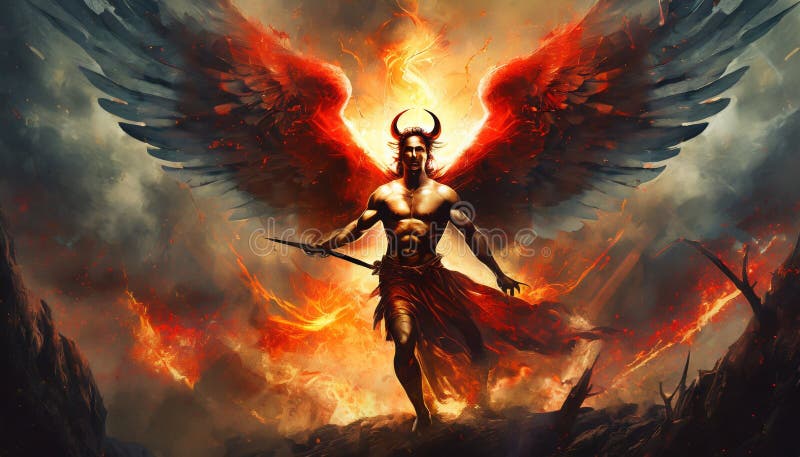 Devil in flames of hell stock illustration. Illustration of screenshot ...