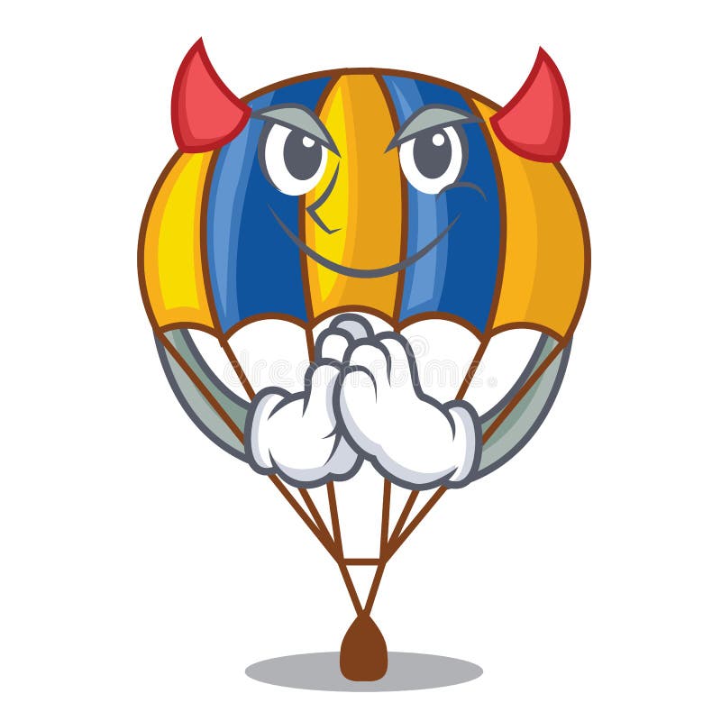 Devil Flying Parachute in the Mascot Sky Stock Vector - Illustration of ...