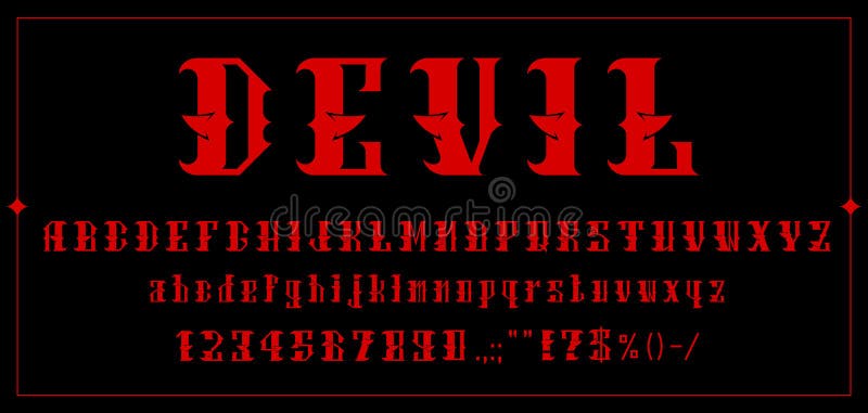 Devil Font, Demon Typeface Bloody Red Evil Letters Stock Vector ...