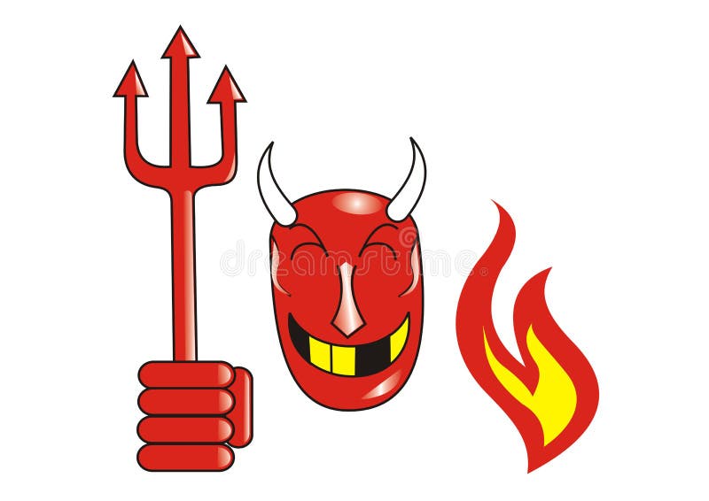 The devil with a fork stock vector. Illustration of horns - 38047838