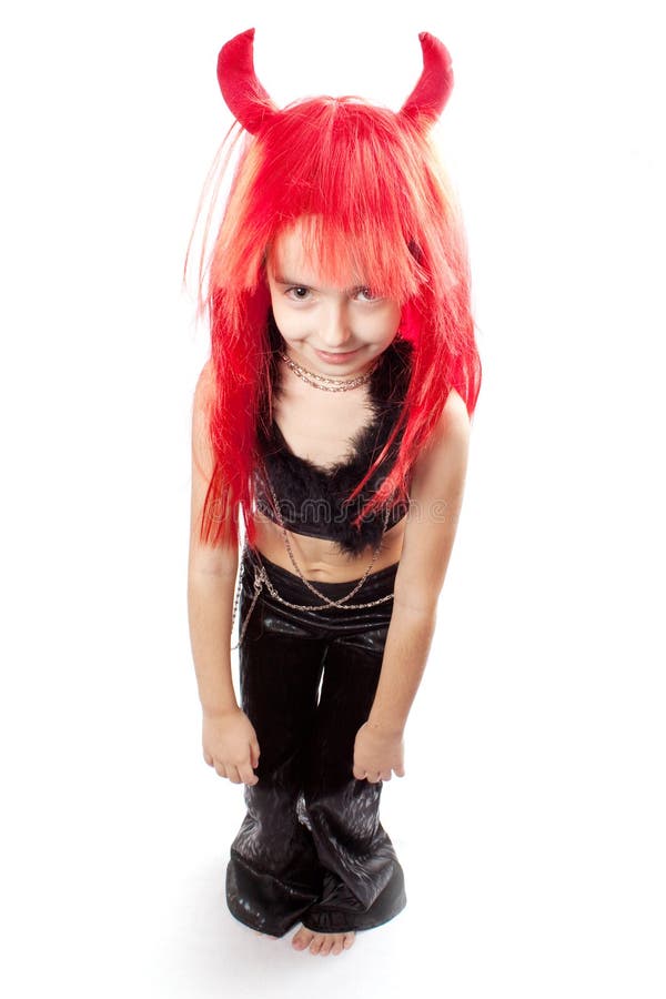 Devil Girl. Devils Carnival Costume. Isolated. Stock Photo - Image of ...