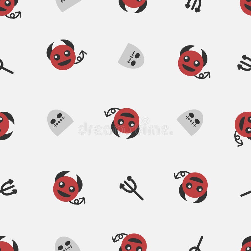 Devil and Halloween Ghost Doodle Line Art Pattern Stock Vector ...