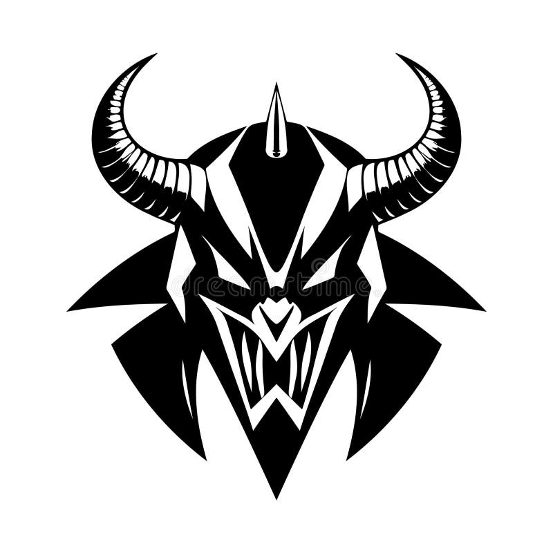 Devil Head Black and White Vector Icon Stock Vector - Illustration of ...