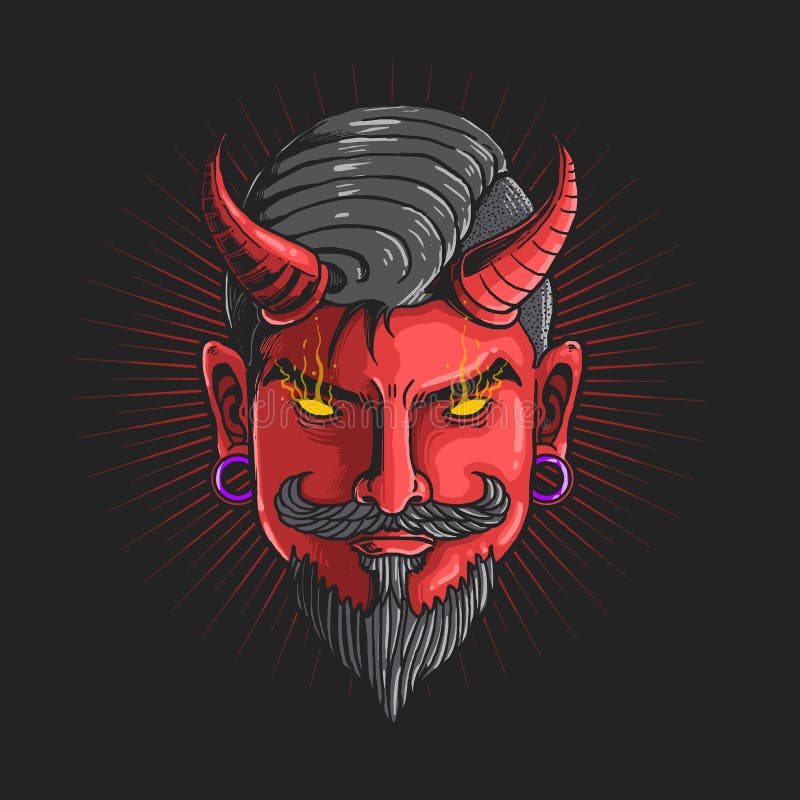 Devil Head Illustration Vector Graphic Stock Vector - Illustration of ...