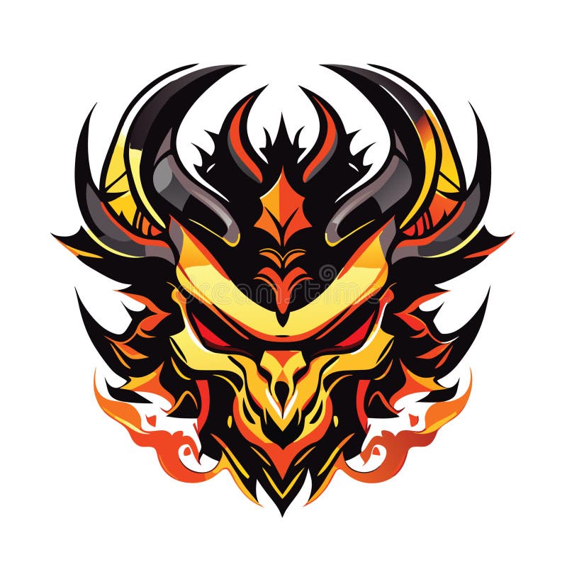 Devil Face with Fire Vector Illustration Stock Vector - Illustration of ...