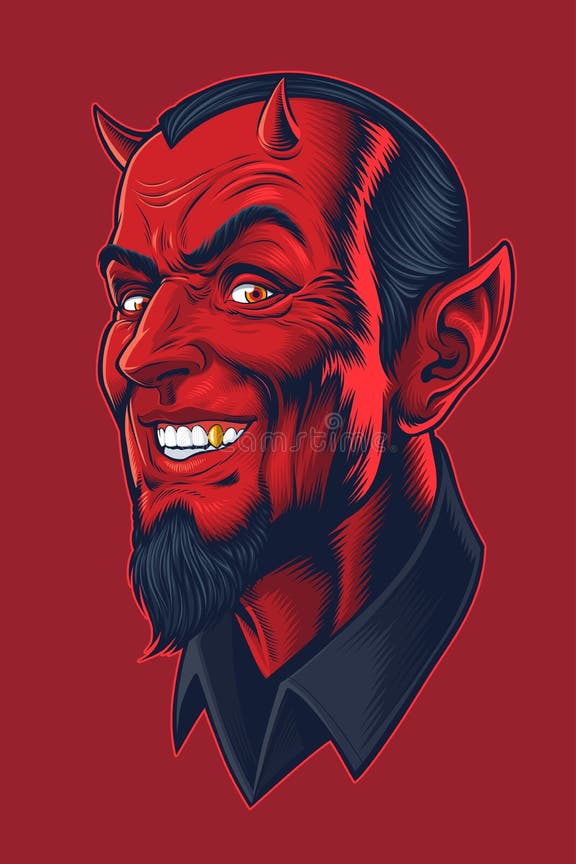 Devil Head with Cheeky Smile Stock Illustration - Illustration of devil ...