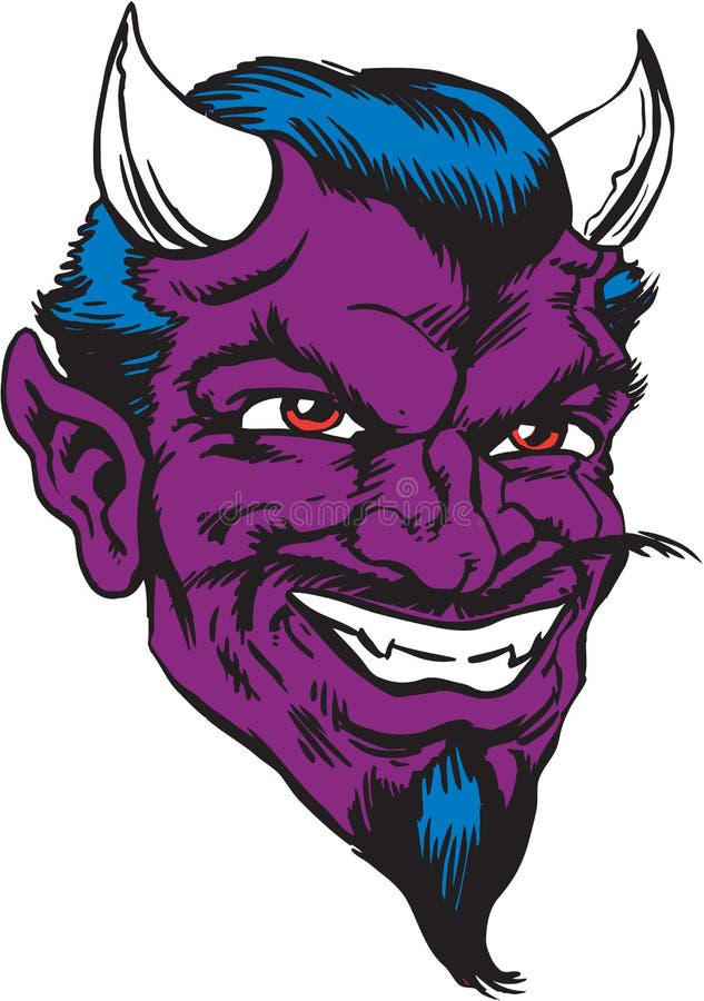 Devil Head Smiling Vector Illustration Stock Vector - Illustration of ...