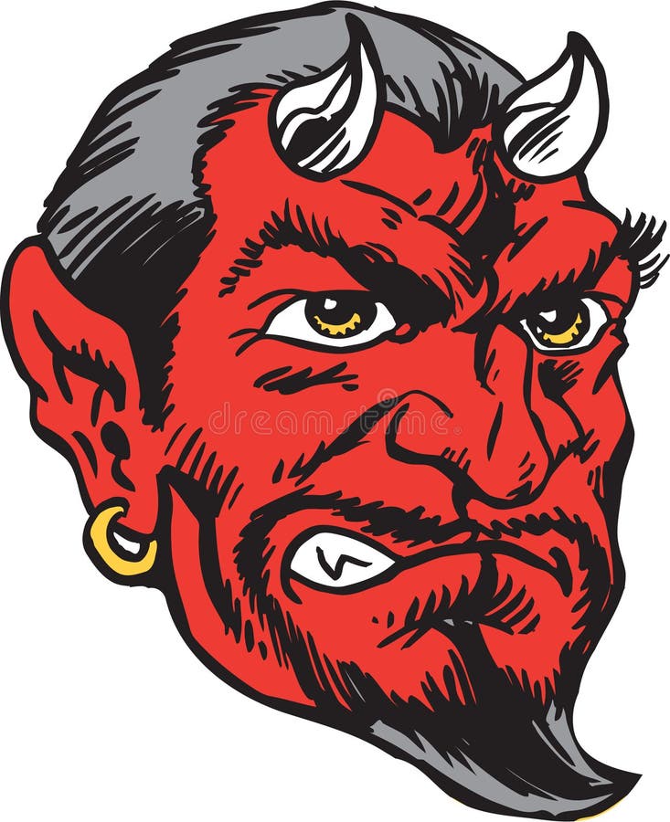 Devil Head Vector Illustration Stock Vector - Illustration of satan ...