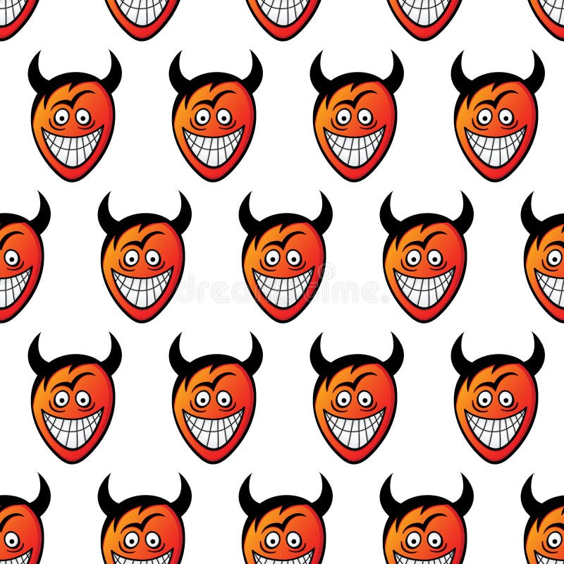 Devil Heads. Seamless Pattern. Stock Illustration - Illustration of ...