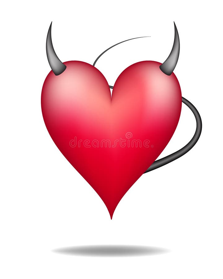 Red Heart-devil Isolated on Gradient 3D Stock Illustration ...