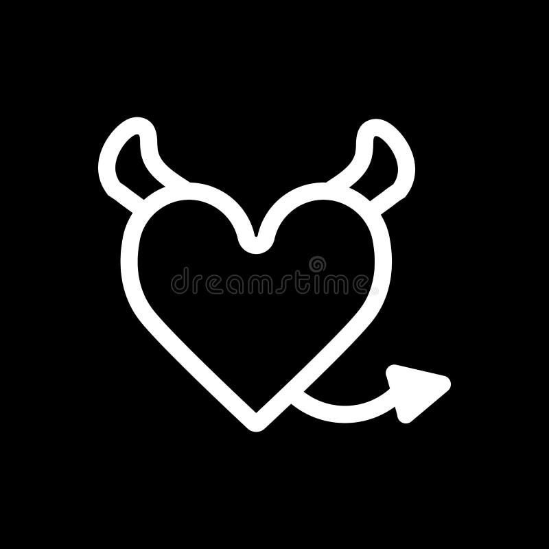 Devil`s Heart Line Icon. Heart with Horns and a Tail Vector ... Devil`s Heart Line Icon. Heart with Horns and a Tail Vector ...