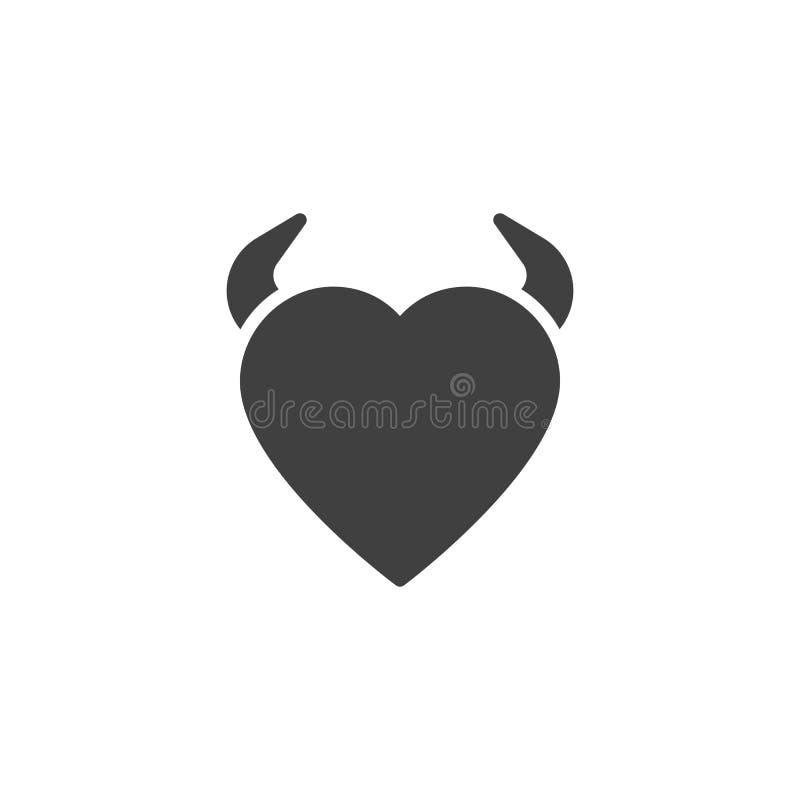 Devil heart line icon stock vector. Illustration of amour - 107550345