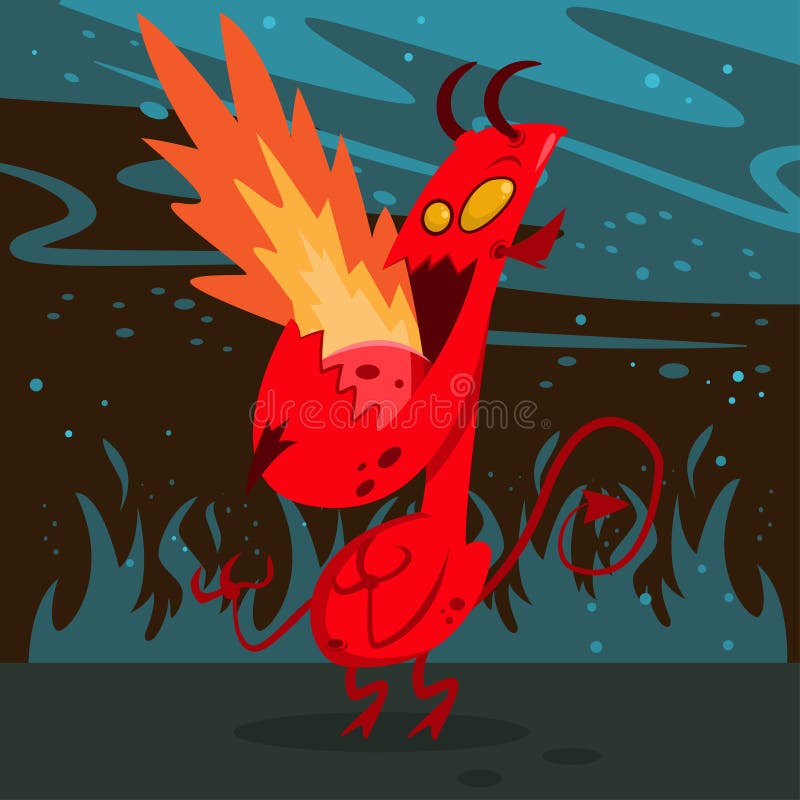 Devil in Hell Cartoon Character Vector Stock Vector - Illustration of ...