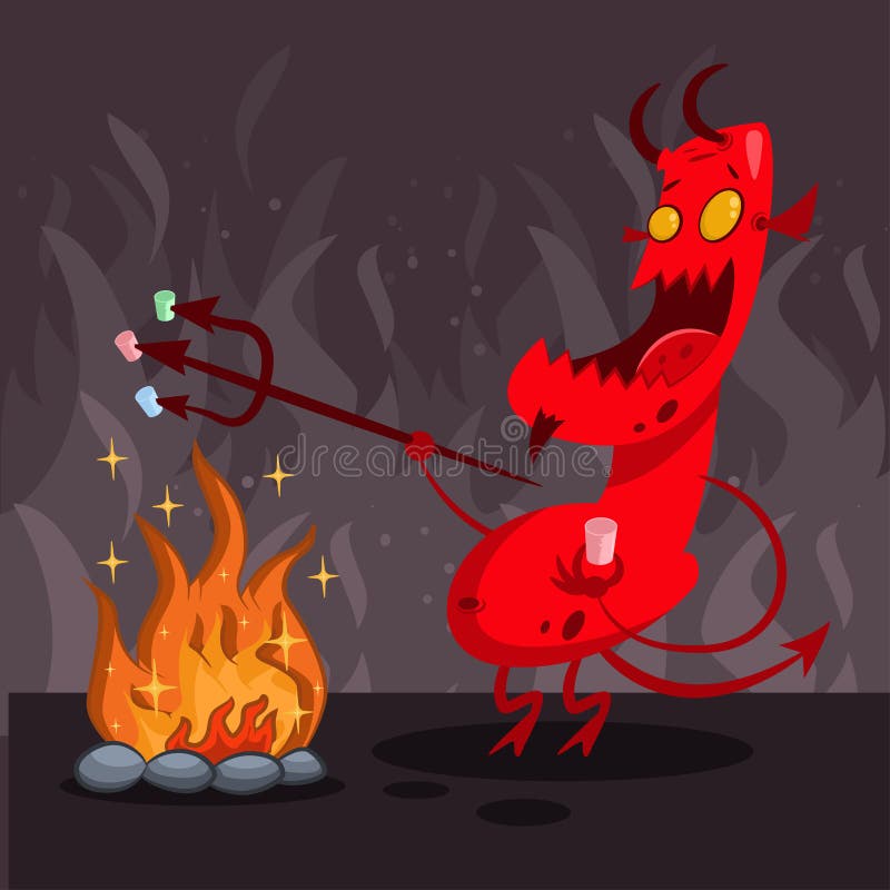 Devil in Hell Cartoon Character Vector Stock Vector - Illustration of ...