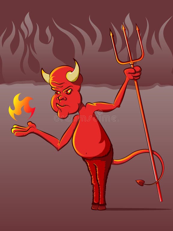 Devil in Hell Cartoon stock vector. Illustration of cute - 30862708