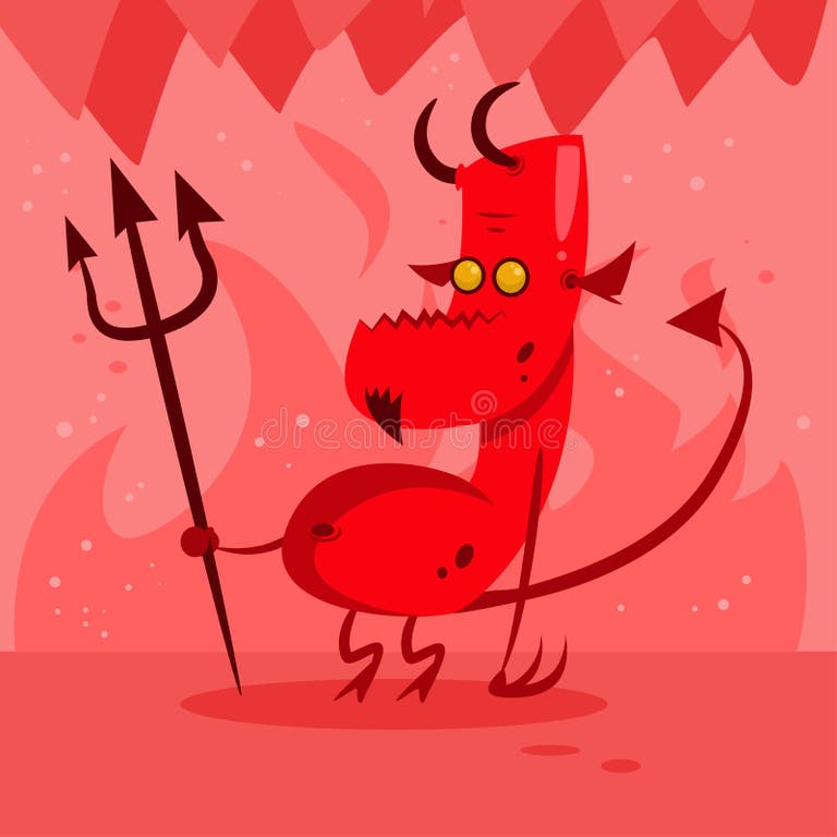 Devil in Hell Cartoon Character Vector Stock Vector - Illustration of ...