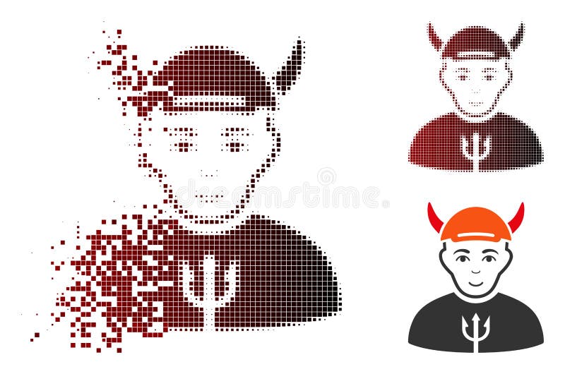 Shredded Pixelated Halftone Devil Icon Stock Vector - Illustration of ...