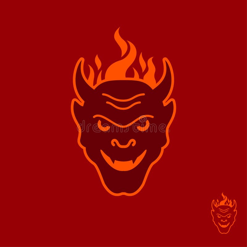 Devil Icon. Muzzle of Devil with Fire. Hell Symbol Stock Vector ...