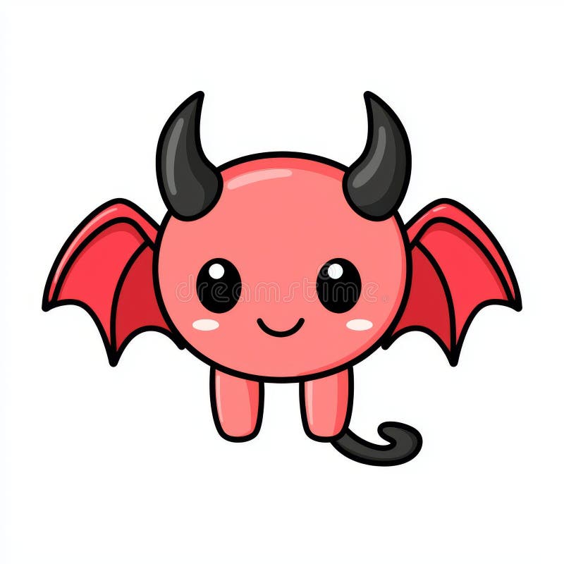 A Devil Illustrated in a Modern Style, Featuring Wings and a Tail ...