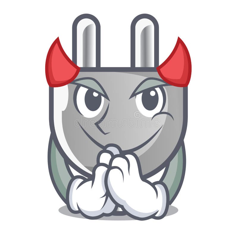 Devil Power Socket on Wooden Cartoon Table Stock Vector - Illustration ...