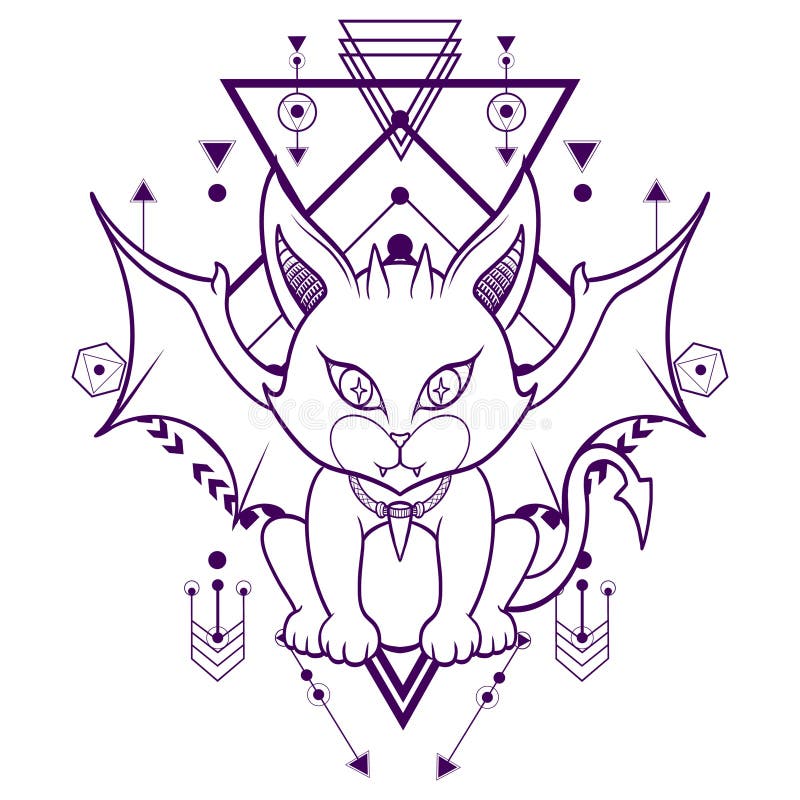 Devil Kitty Artwork with Geometrical Background 3 for Esport Logo Stock ...