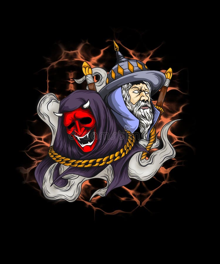 Devil and Knight Illustration Design Image Stock Illustration ...