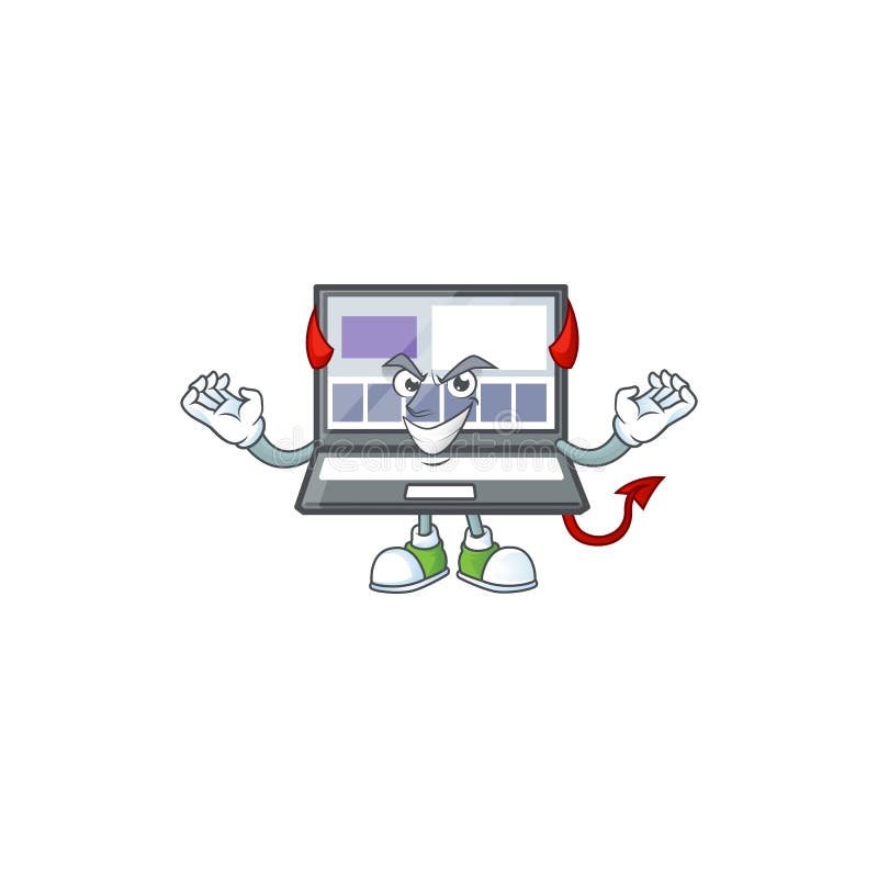 3d Devil has a laptop pc stock illustration. Illustration of computer ...