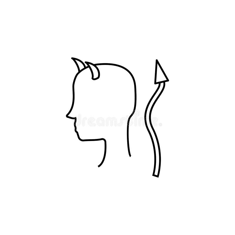 Devil Line Icon in Pattern Style. One of Angel and Demons Collection ...