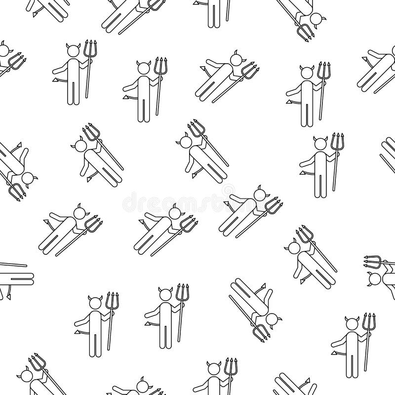 Devil Line Icon in Pattern Style. One of Angel and Demons Collection ...