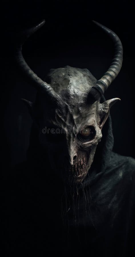 Devil Looking Figure with Long Sharp Horns. Stock Illustration ...