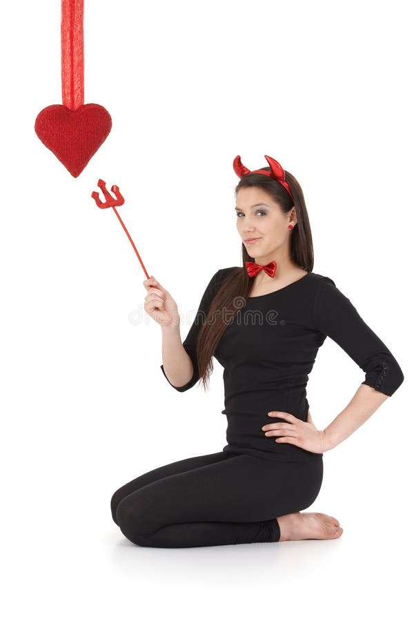 Devil of Love at Valentine S Day Stock Photo - Image of knees, full ...