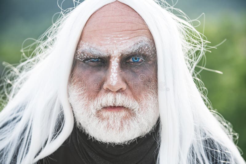 Devil Man with Angry Face with Halloween Make Up. Devil Vampire Man ...