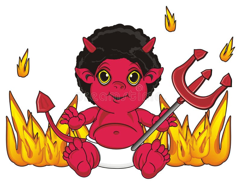 Devil and many fire around stock illustration. Illustration of religion ...