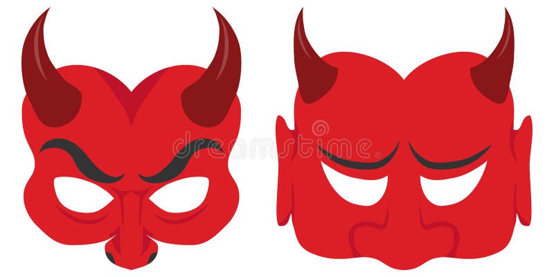 Devil Mask, Realistic Red Devil Mask. Flat Design Stock Illustration ...
