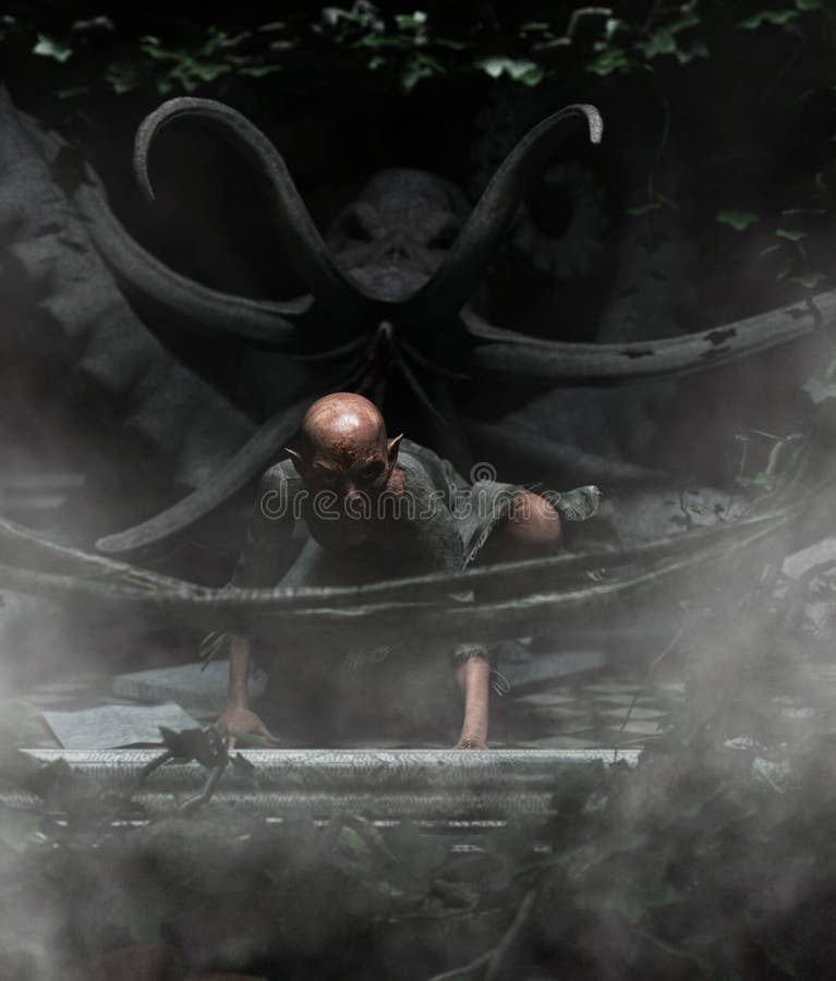 Devil and Monster in Haunted House Stock Illustration - Illustration of ...