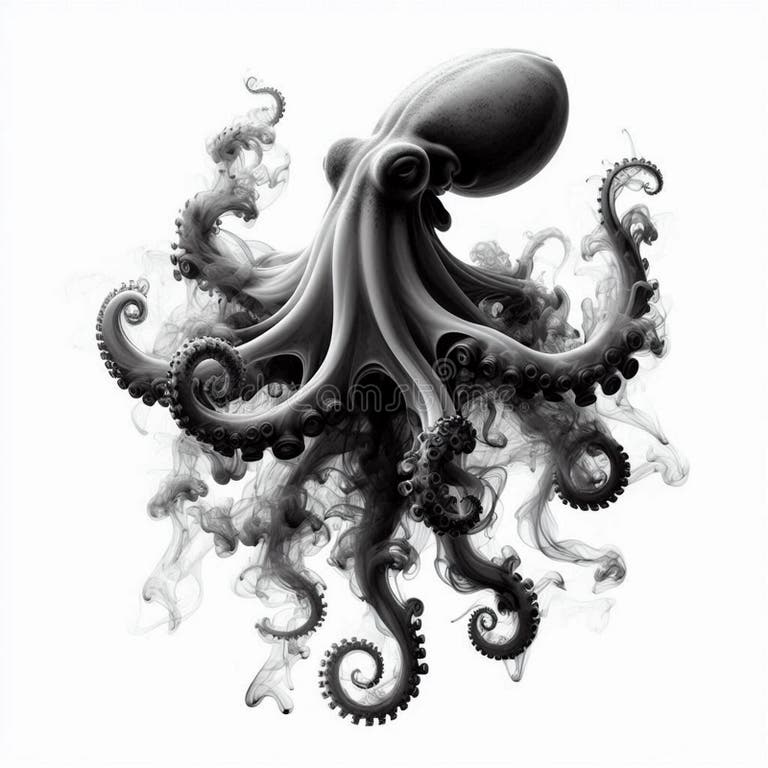 Devil octopus black ink stock illustration. Illustration of omega3 ...