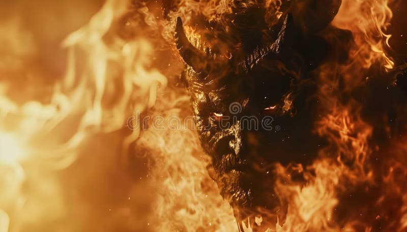 Devil out of the fire stock illustration. Illustration of angry - 311339485