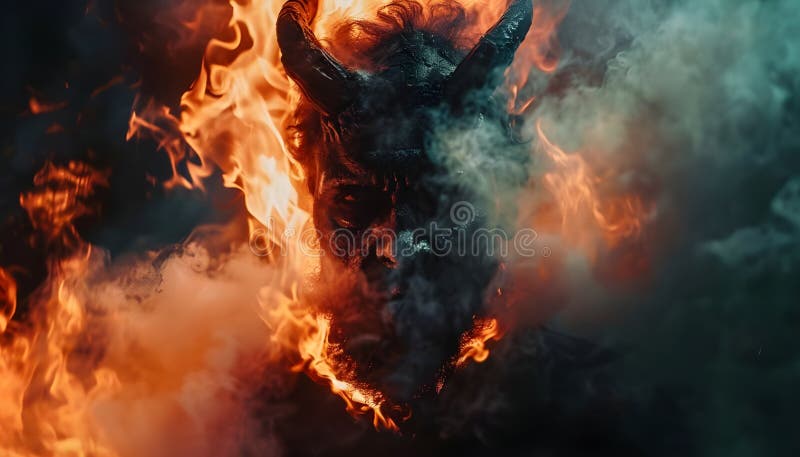 Devil out of the fire stock illustration. Illustration of myth - 311339496
