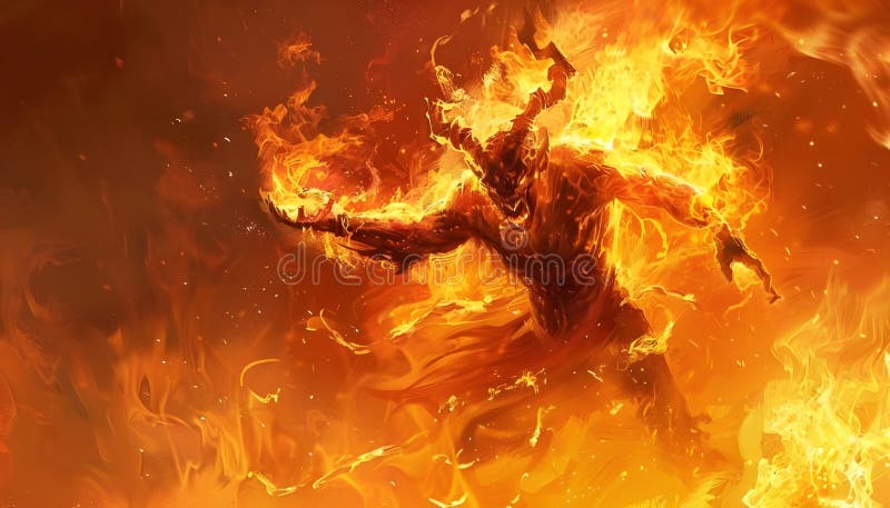 Devil out of the fire stock illustration. Illustration of melt - 311339506