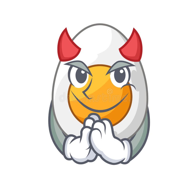 Devil Peeled Boiled Egg on Mascot Cartoon Stock Vector - Illustration ...
