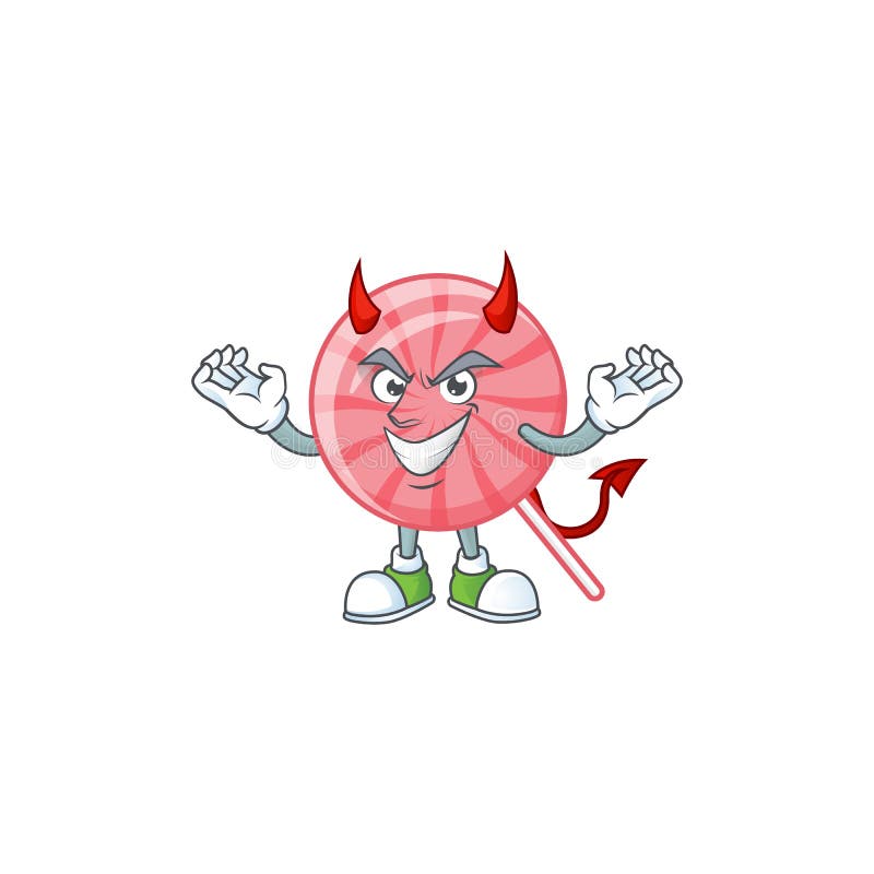 Devil Pink Round Lollipop Cartoon Character Design Stock Vector ...
