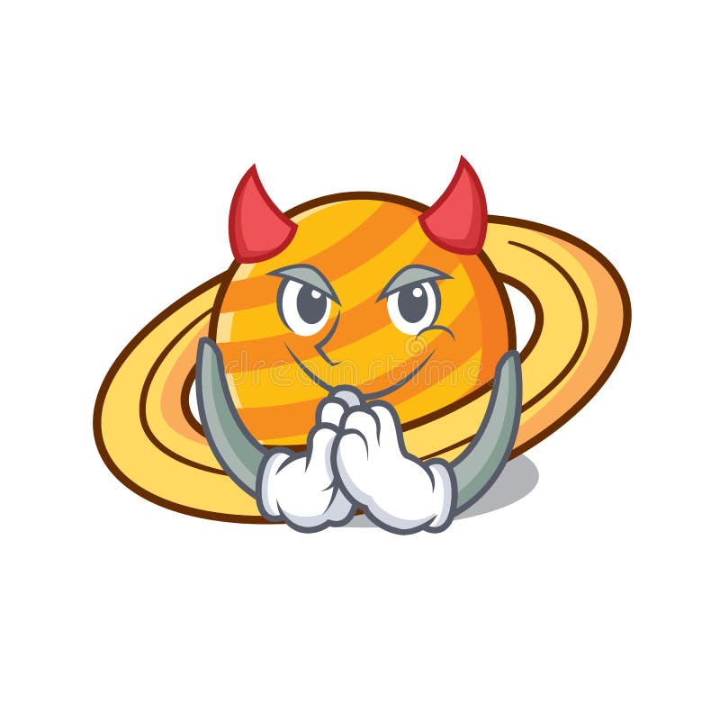 Devil Planet Saturnus Mascot Cartoon Stock Vector - Illustration of ...