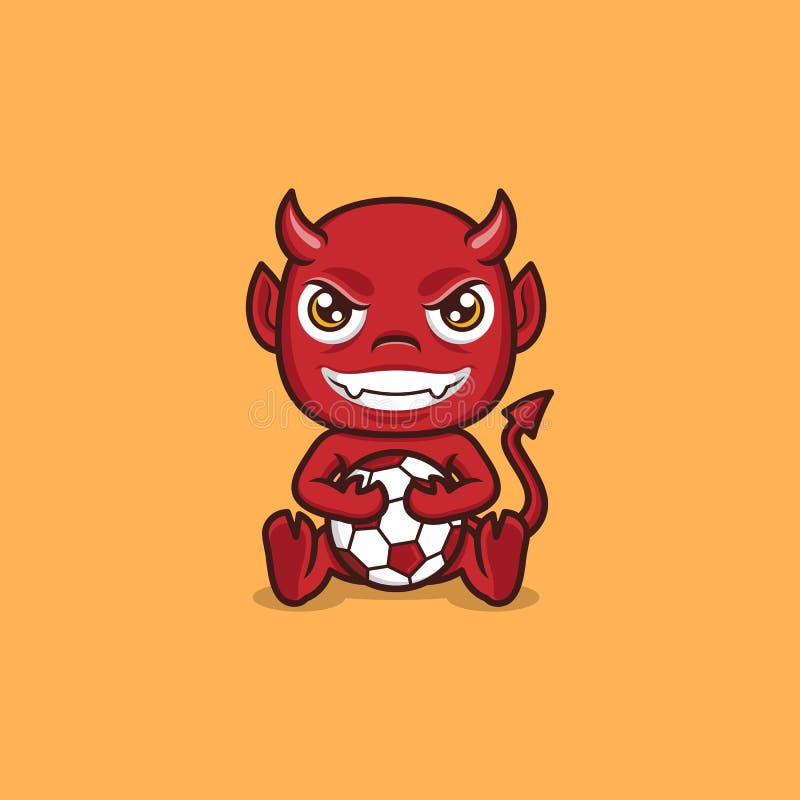 Devil playing football stock vector. Illustration of mascot - 266129538